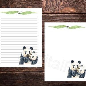 Panda Bear & Panda Baby Printable Digital Paper, Chinese Panda, 4 Pages ...