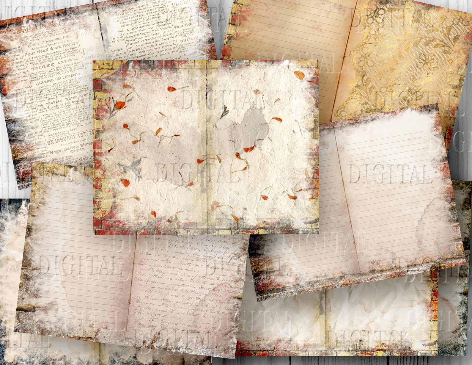 Basic Lined & Blank Journal Pages Digital Junk Journal - Etsy