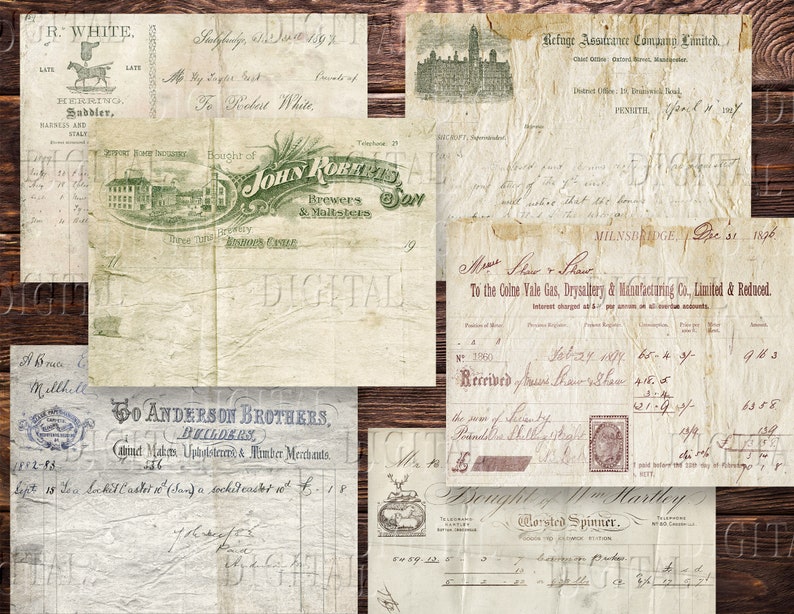 Antique Receipts & Ledgers Vintage Paper Journal Backgrounds - Etsy