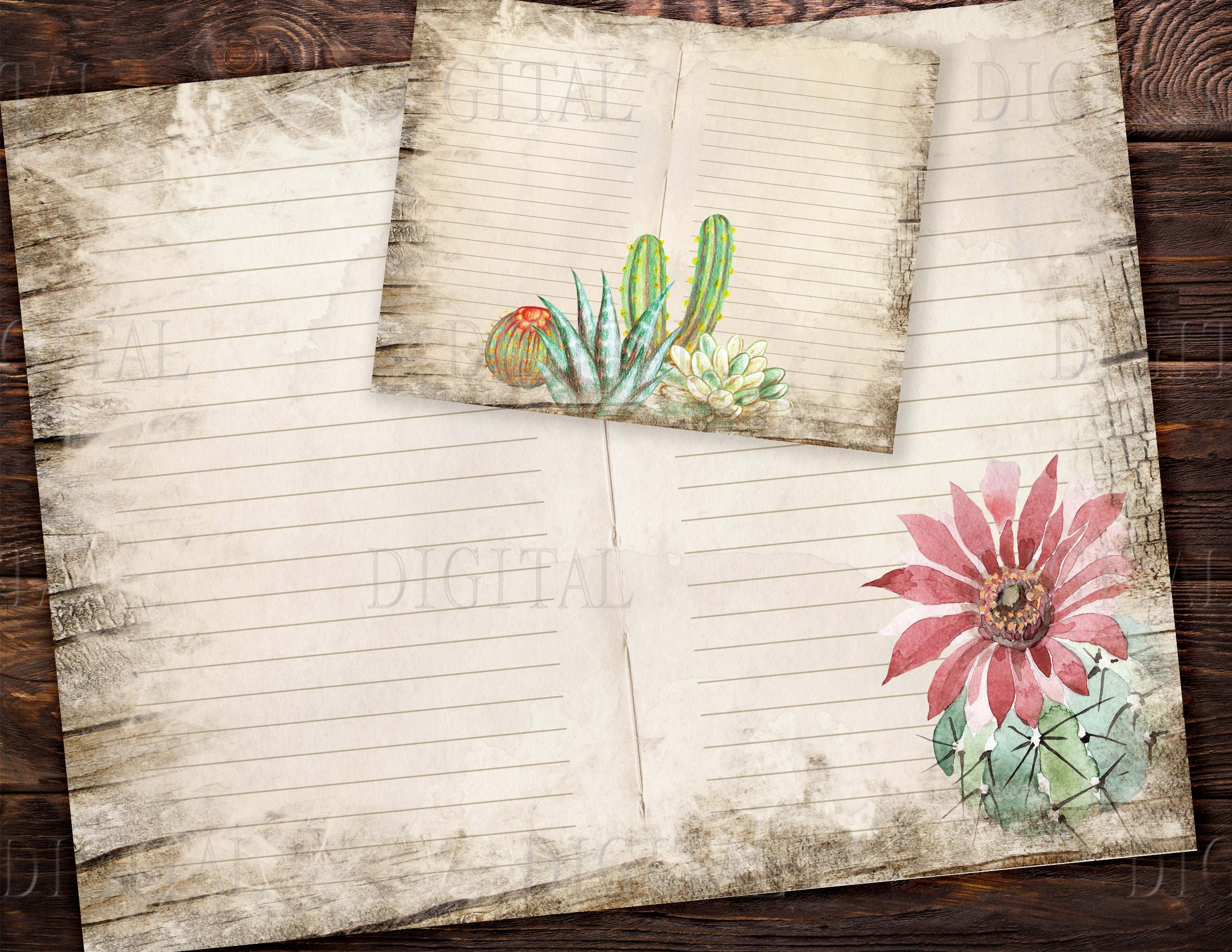 Cactus Digital Journal Kit 10 Junk Journal Pages Printable - Etsy