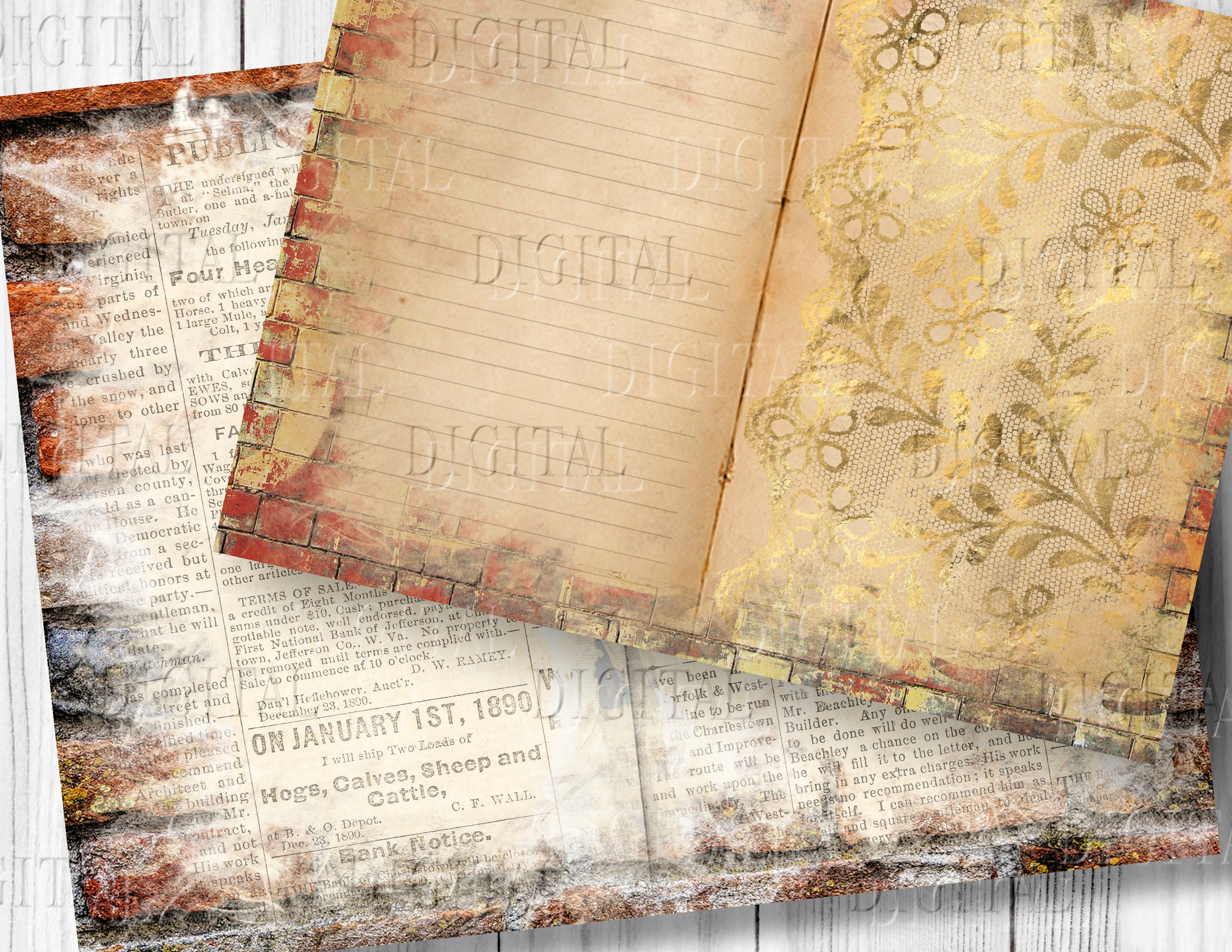 Basic Lined & Blank Journal Pages Digital Junk Journal - Etsy