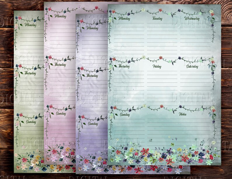 Floral Dateless Planner Printable: A5 Half Letter Size (digital PDF) - Etsy