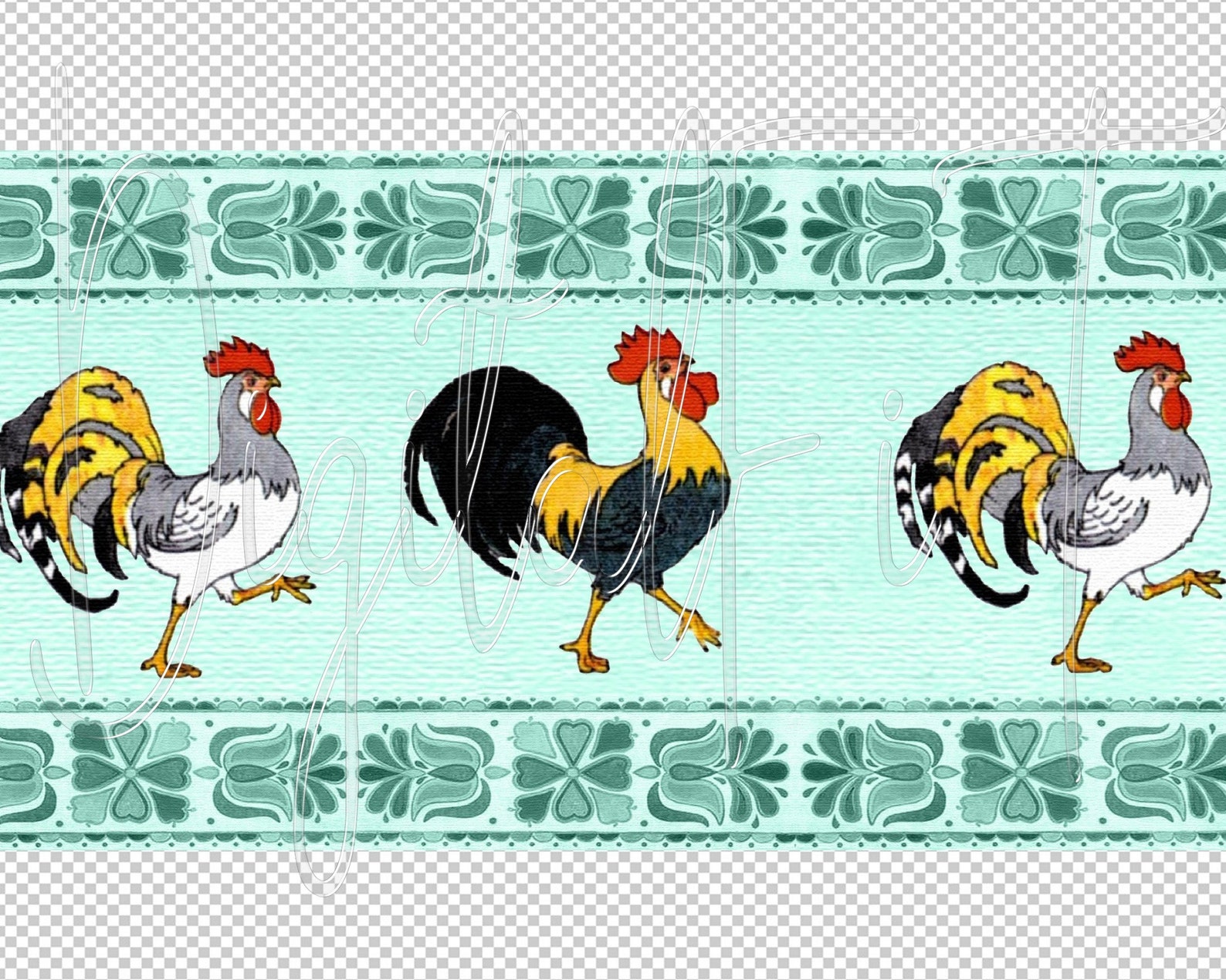 Digital Borders Clip Art Rooster Hen Digital Ribbon Clipart | Etsy