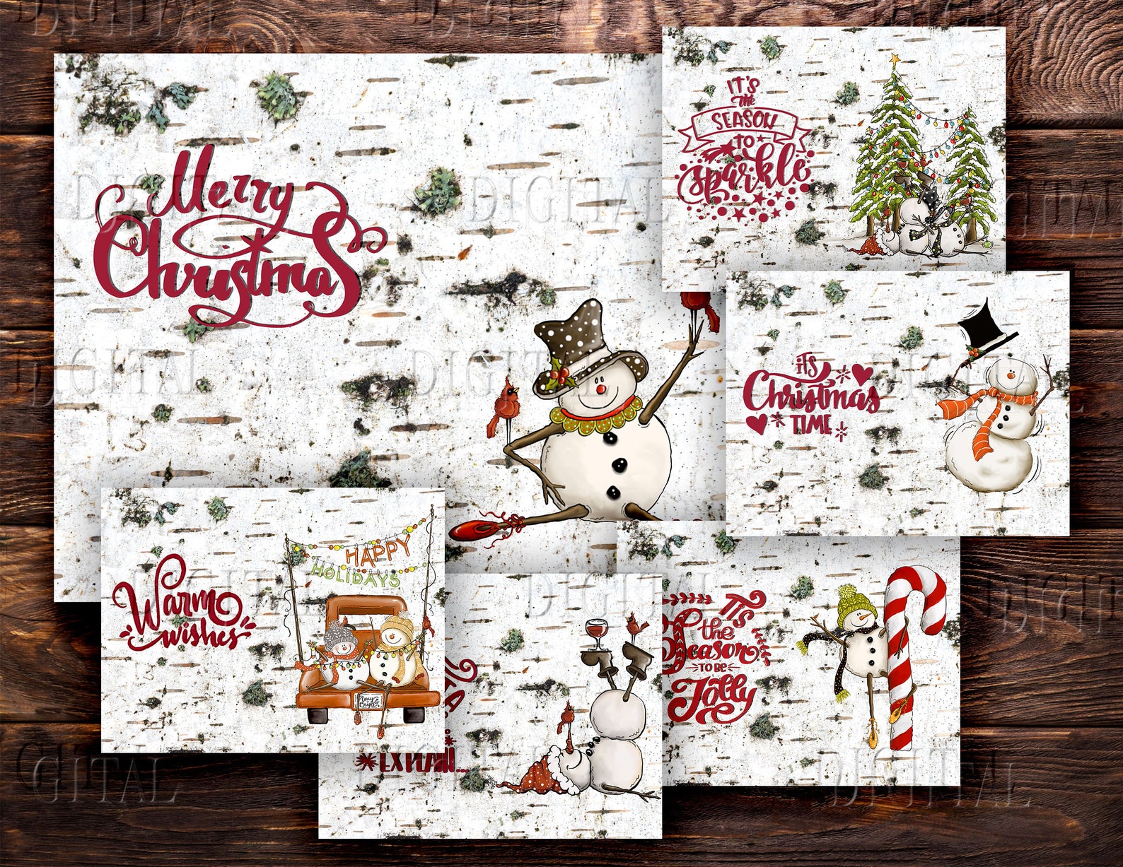Funny Snowman Digital Paper, Set 2, Christmas Collage Sheets, PDF - Etsy