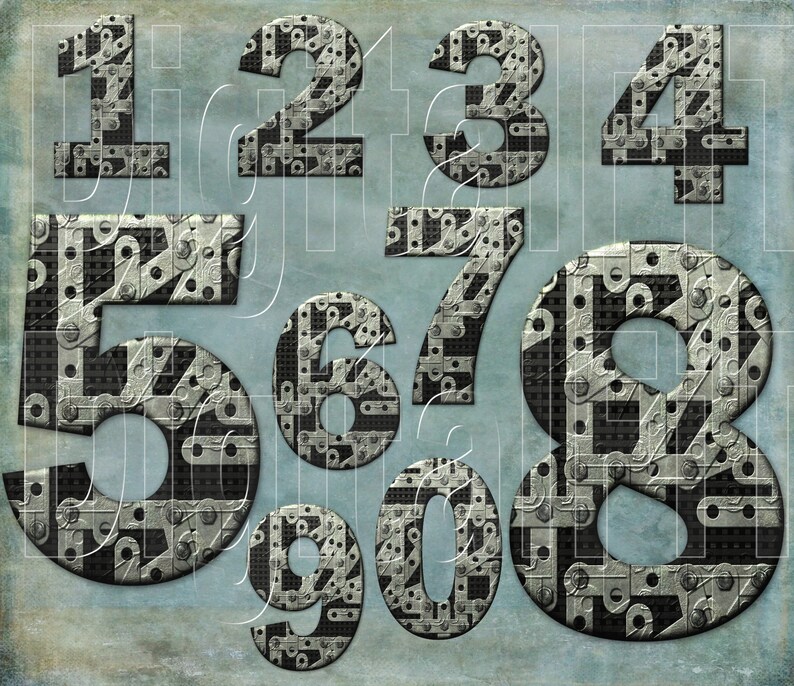 Steampunk Digital Numbers Steampunk Art PNG - Etsy