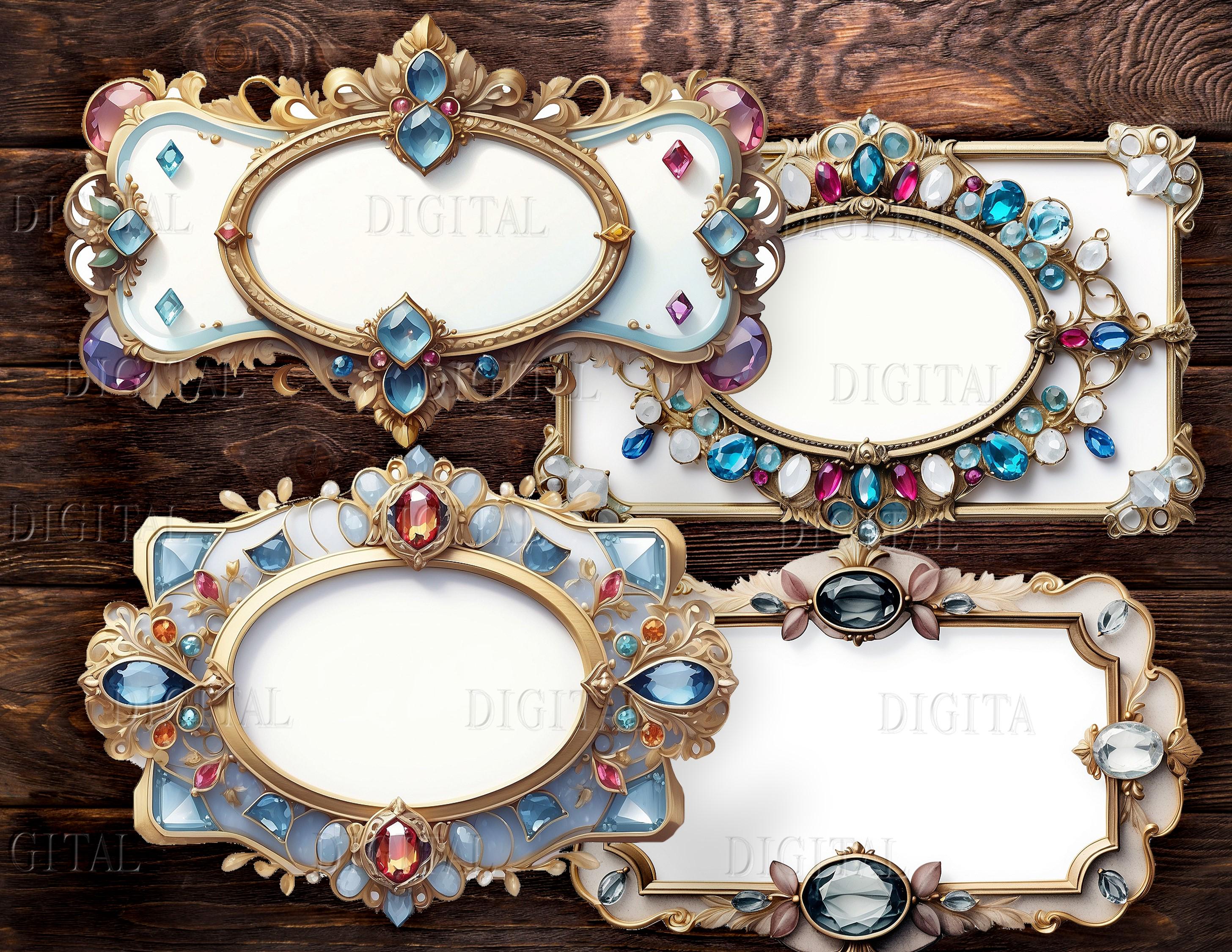 Blank Gemstone Labels Tags Cards, Fancy Frames, 36 Digital Labels, PDF ...