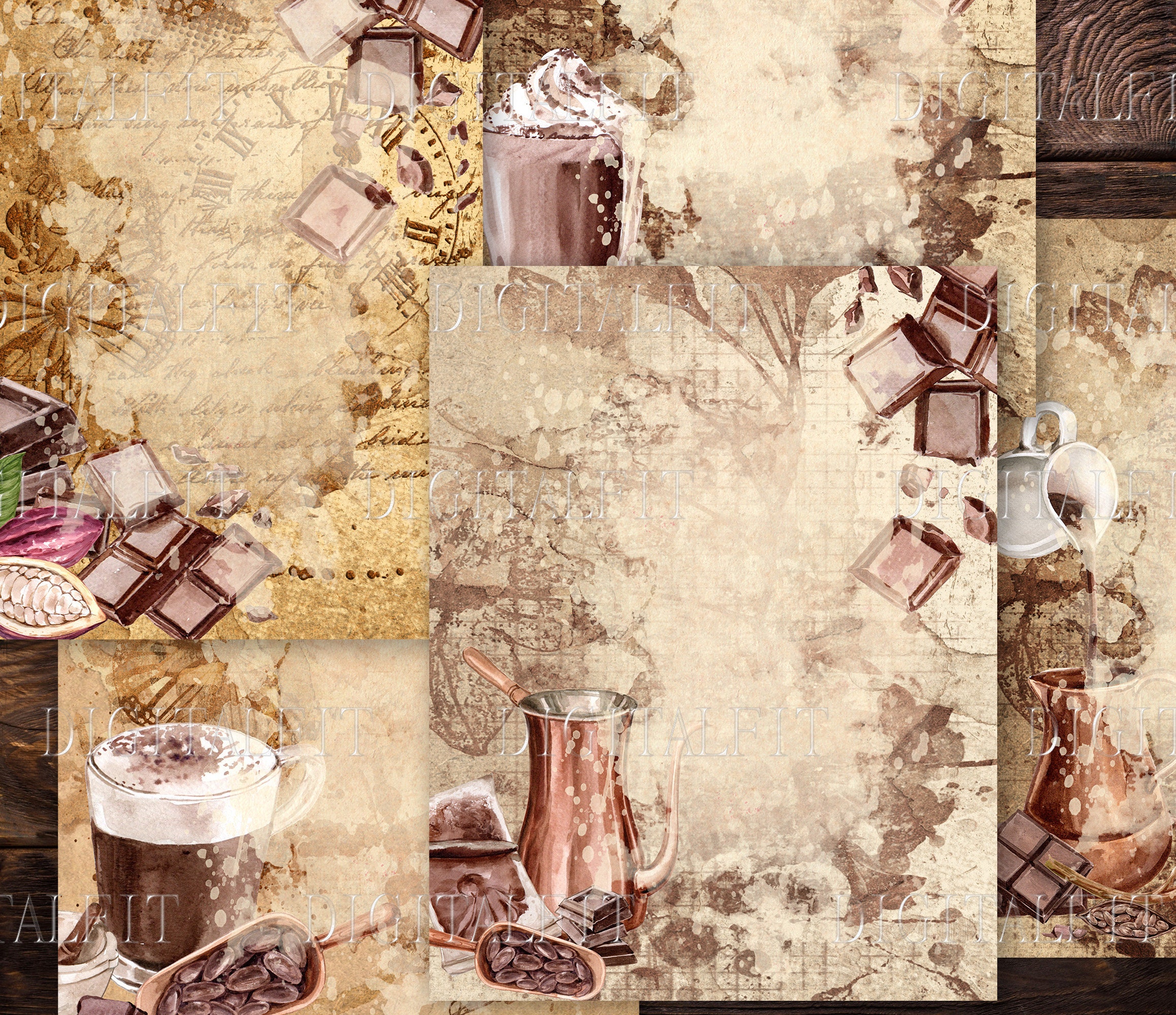 Chocolate Junk Journal Page Set, Printable Pages, Scrapbooking, Card ...