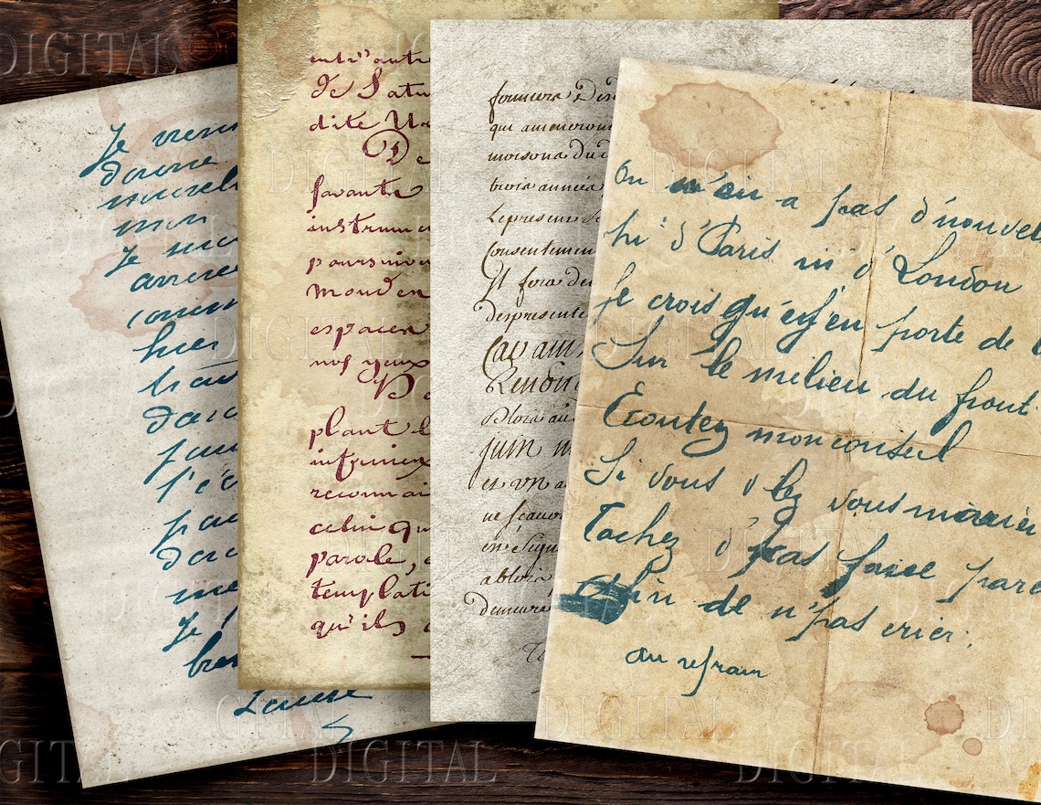 French Antiques Handwriting Printable Pages 4 Vintage Digital | Etsy