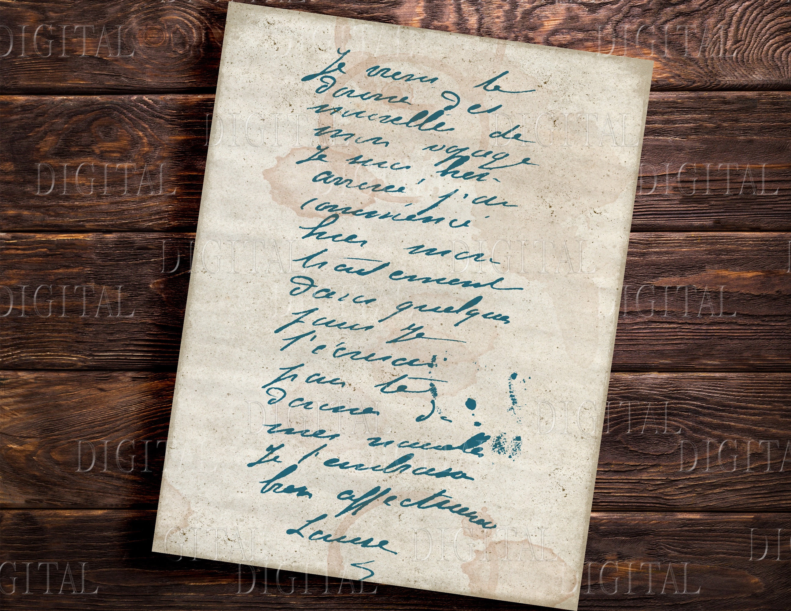 French Antiques Handwriting Printable Pages 4 Vintage Digital | Etsy