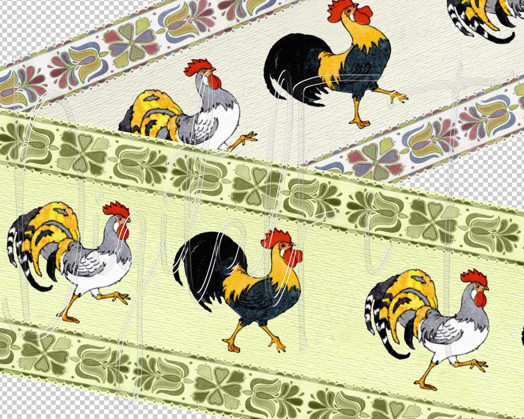 Digital Borders Clip Art Rooster Hen Digital Ribbon Clipart | Etsy