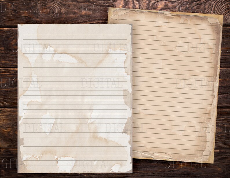 Grunge Coffee Stained Lined Paper: Junk Journal Printable (PDF) - Etsy