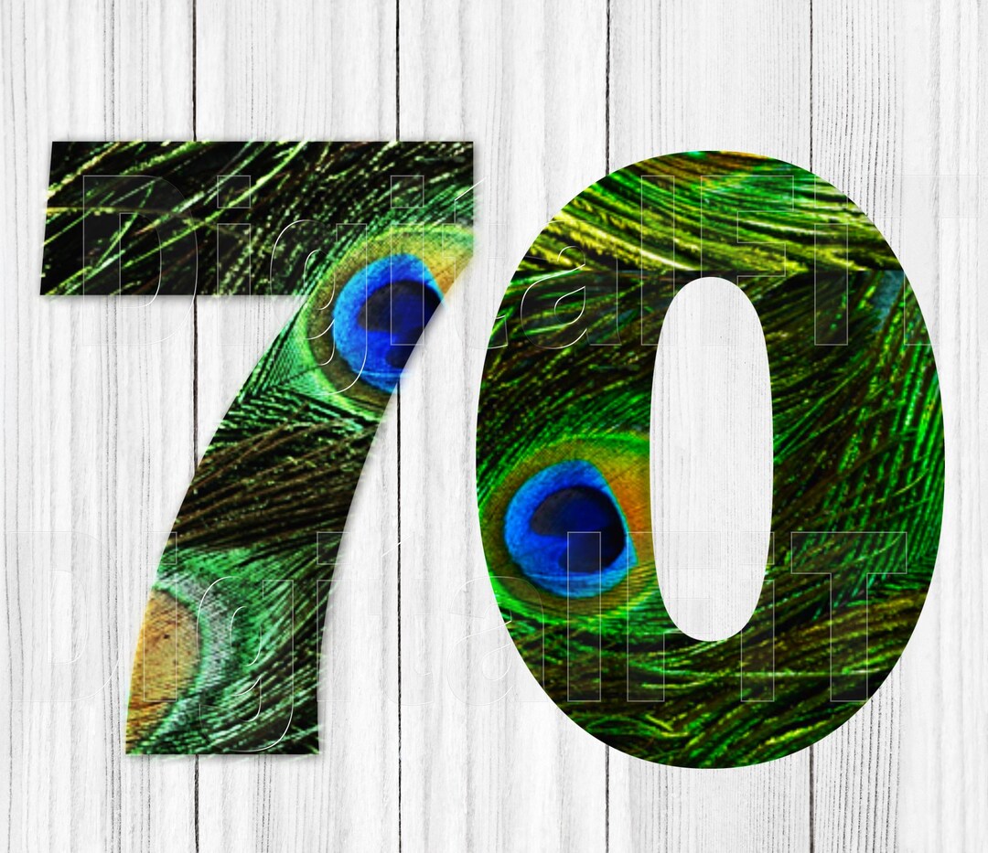 Peacock Numbers, Digital Numbers, PNG - Etsy
