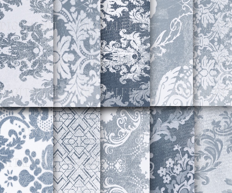 Printable Background Journal Pages Blue Grey Junk Journal - Etsy