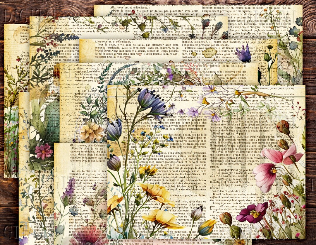8 Wild Flowers Collage Pages Wildflower Bundle Wildflower - Etsy