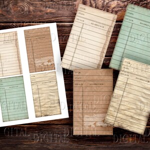 Aged Printable Library Cards, 20 Old Shabby Cards, Vintage Art Ephemera ...