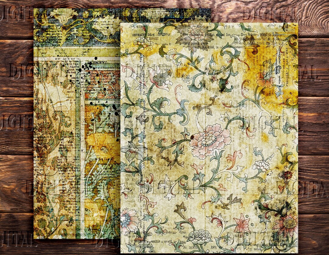 Vintage Digital Paper, 10 Scrapbook Collage Sheets, Digital Pages Pack ...