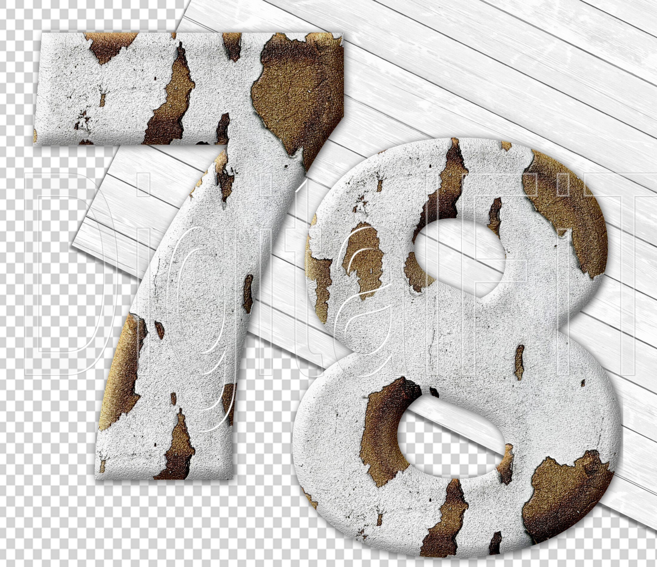 Distressed Numbers, Peeling Wood, Grunge Digital Numbers - Etsy
