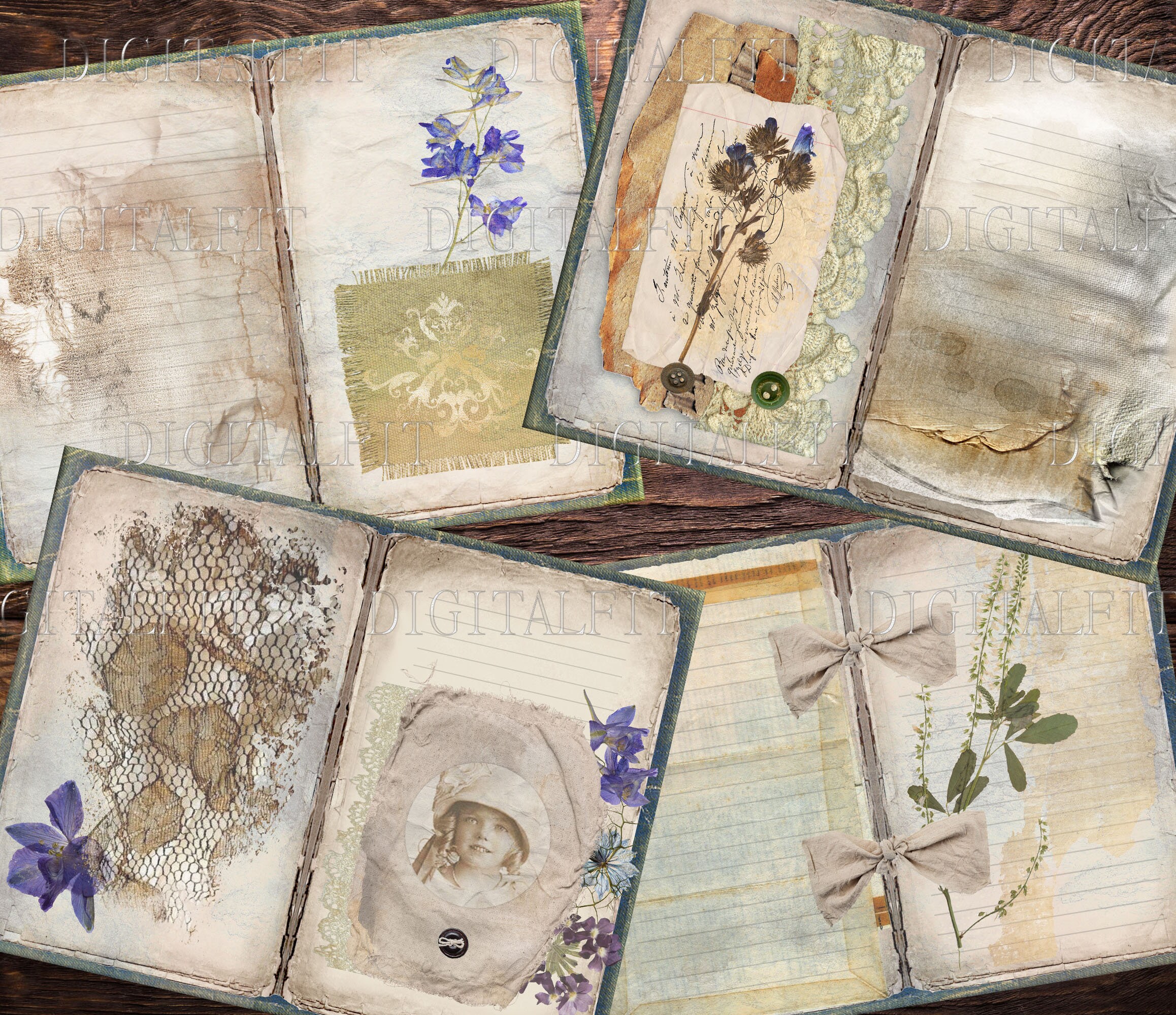 Vintage Dusty Paper Digital Junk Journal Pages 11 X 8.5 - Etsy