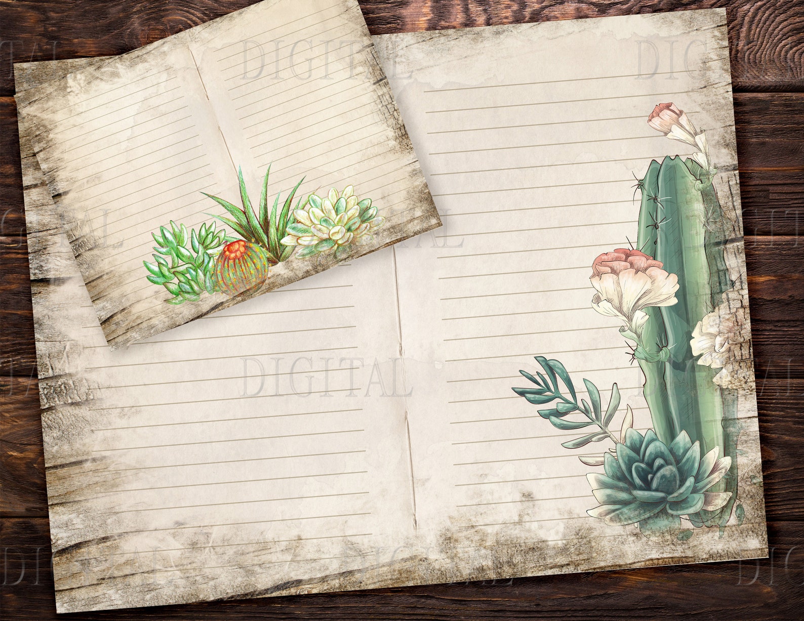 Cactus Digital Journal Kit 10 Junk Journal Pages Printable - Etsy