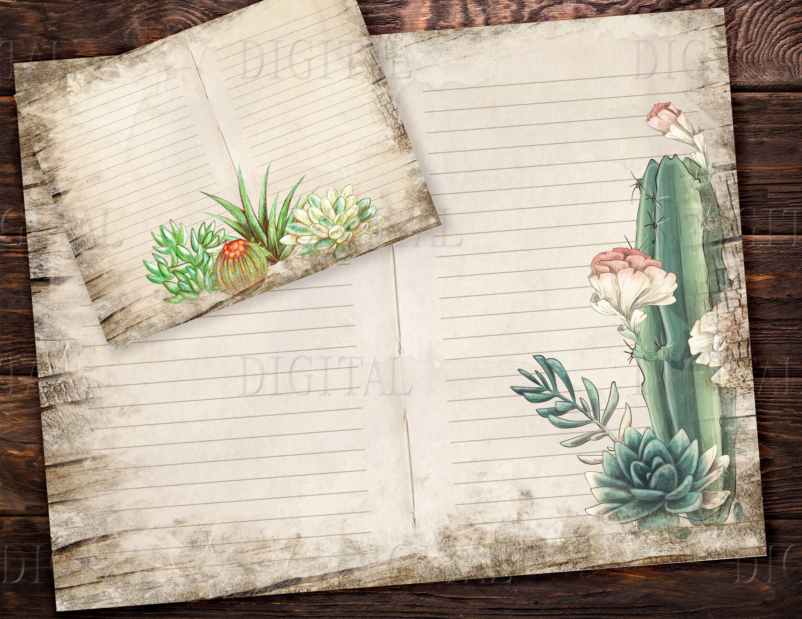 Cactus Digital Journal Kit 10 Junk Journal Pages Printable - Etsy