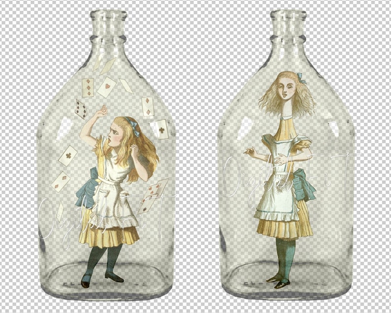Alice in Wonderland Vintage Glass Bottles Digital 6 PNG - Etsy
