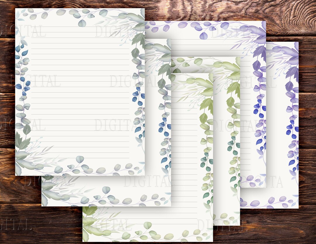 Green Leaves Writing Paper, 6 Lined/blank Journal Pages, JPG, PDF - Etsy
