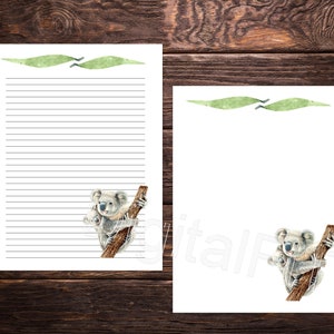 Koala Bear & Koala Baby, Printable Digital Paper, Joey, 4 Pages ...