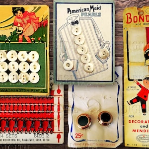 Sewing Ephemera Pack, 23 Vintage Buttons Printable Cards, Digital Craft ...