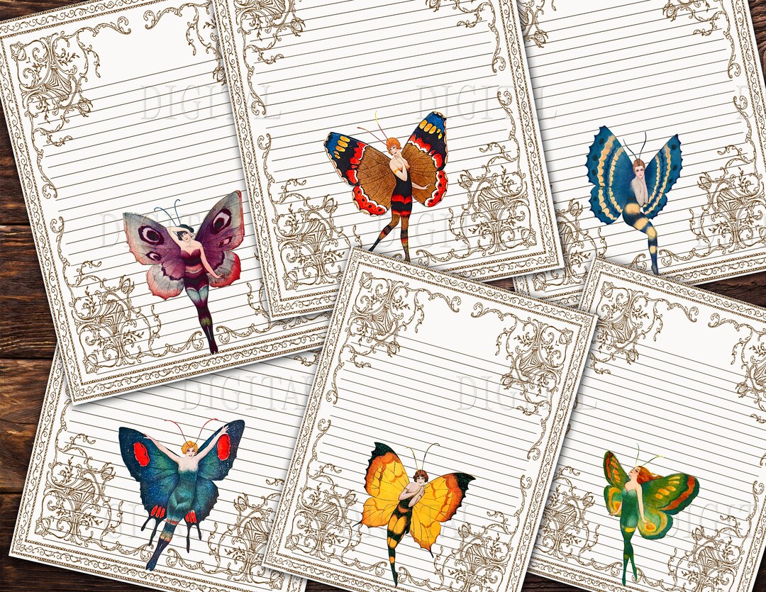 Butterfly Writing Paper: Lined Stationery Set (PDF) - Etsy