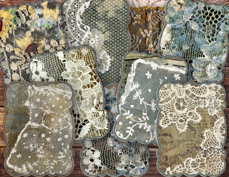 Lace & Old Book Covers Printable Ephemera 50 Vintage Tags - Etsy
