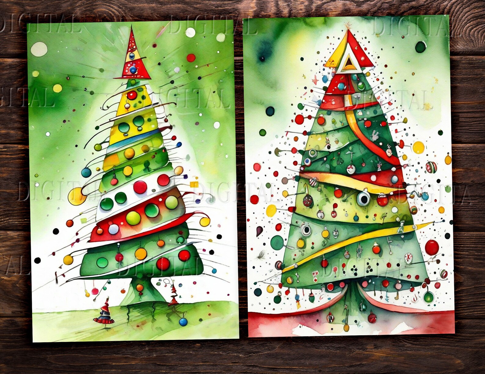 Merry & Bright Christmas Tree, Holiday Junk Journal Half Pages ...