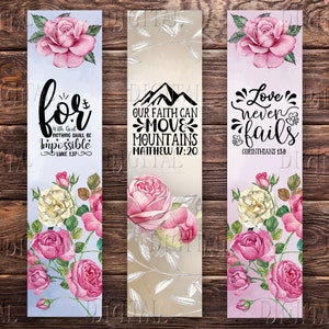 Printable Bible Verse Bookmarks, 7 Floral Bookmarks, Christian Quotes ...