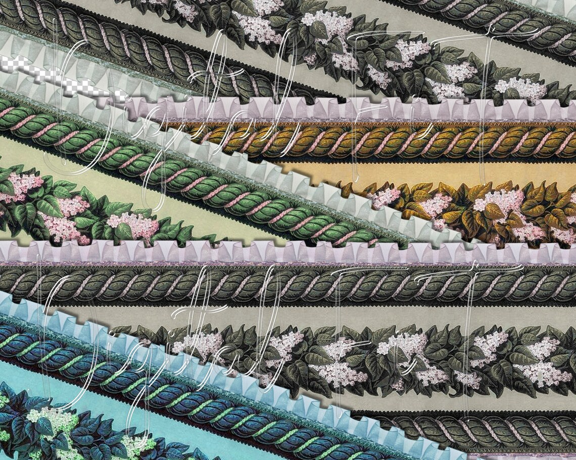 5 Vintage Digital Scrapbooking Ribbon Lace PNG Digital Files - Etsy