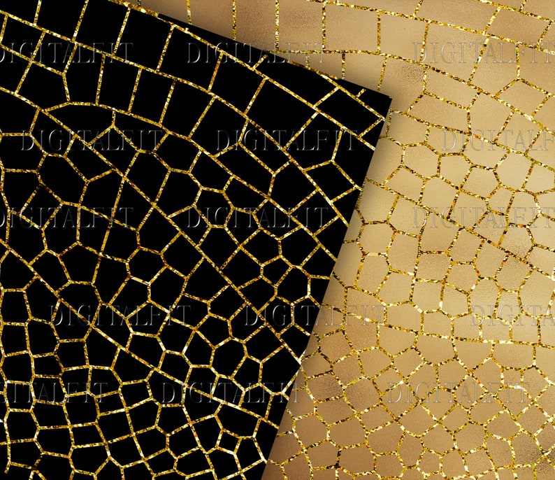 Black & Gold Glitter Digital Paper Printable Commercial Use - Etsy