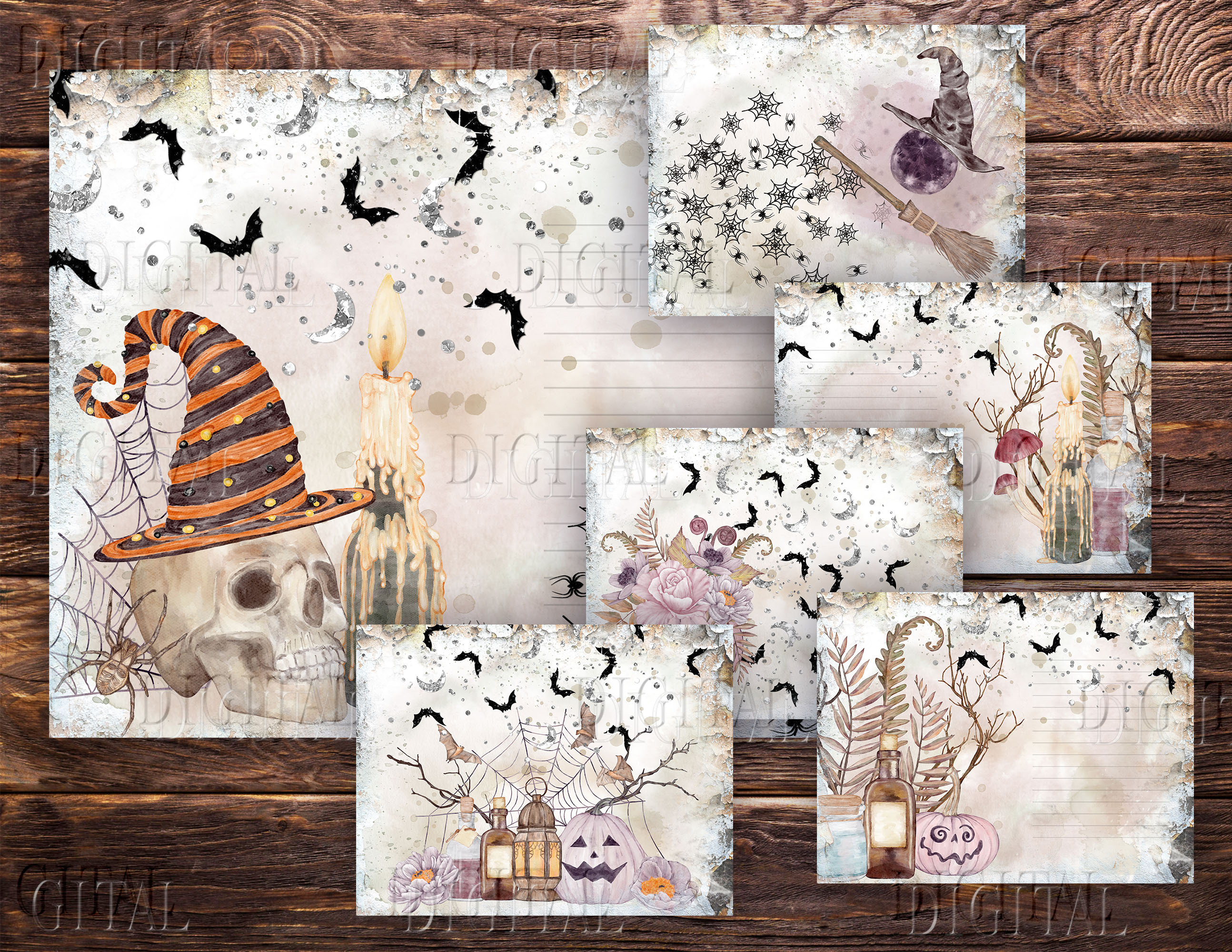 Halloween Digital Paper 12 Printable Decoupage Pages - Etsy