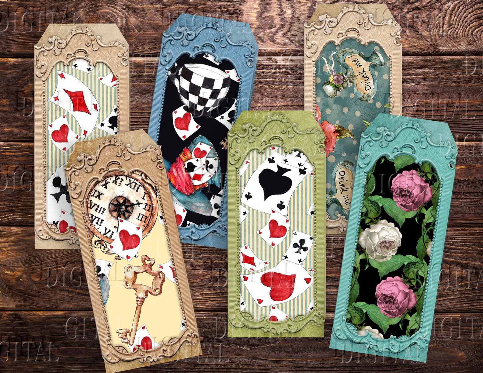 Alice in Wonderland, 16 Printable Tags, Alice Labels, Junk Journal ...