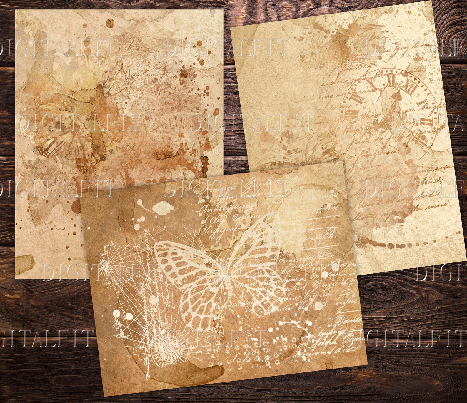 Coffee Stained Paper, 14 Digital Coffee Dyed Pages, 8.5"x11", PDF, Junk ...