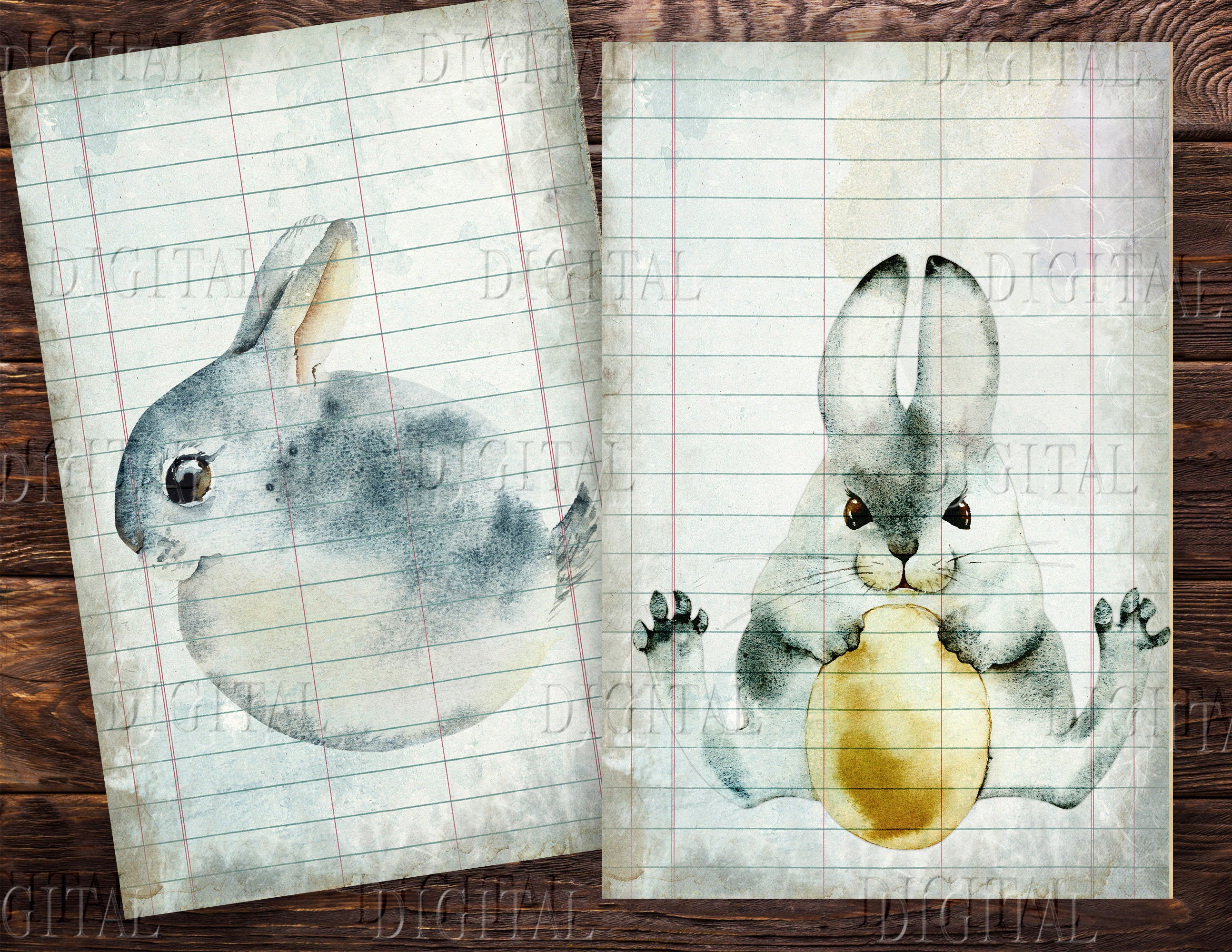 Printable Easter Ledger Pages Cute Vintage Animals Easter - Etsy