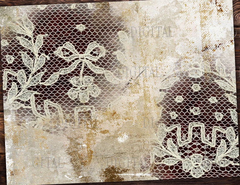 Antique French Lace Junk Journal Pages: Floral Collage Sheets (PDF ...