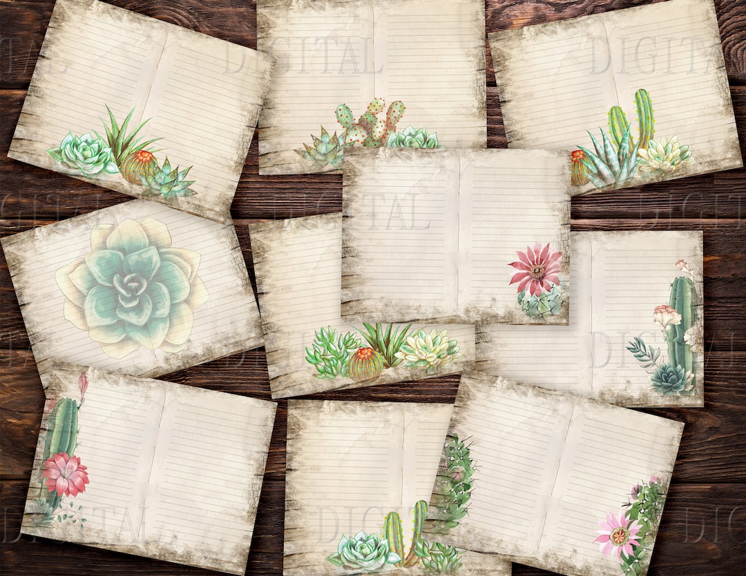 Cactus Digital Journal Kit, 10 Junk Journal Pages, Printable Paper, PDF ...