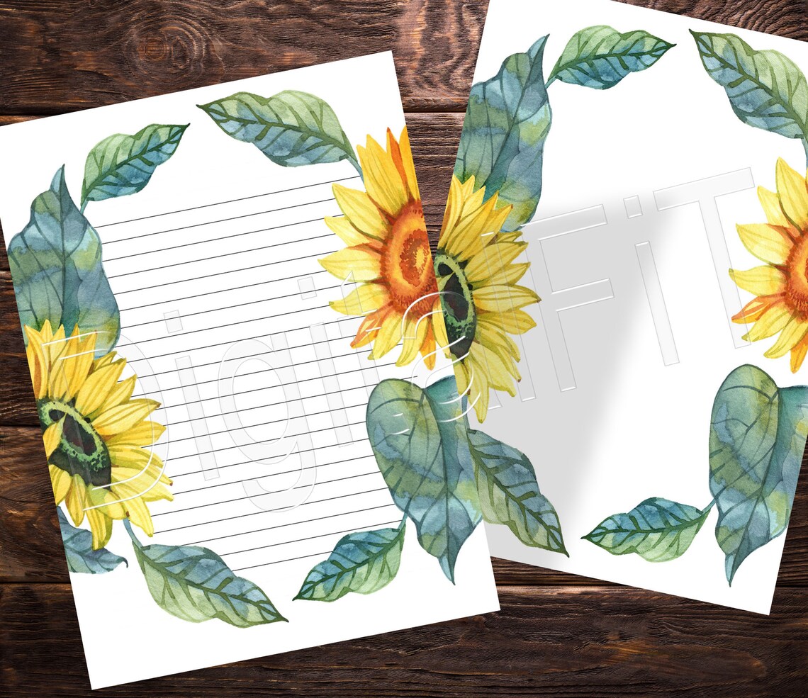 Bright Sunflowers Digital Paper Printable Lined Pages - Etsy