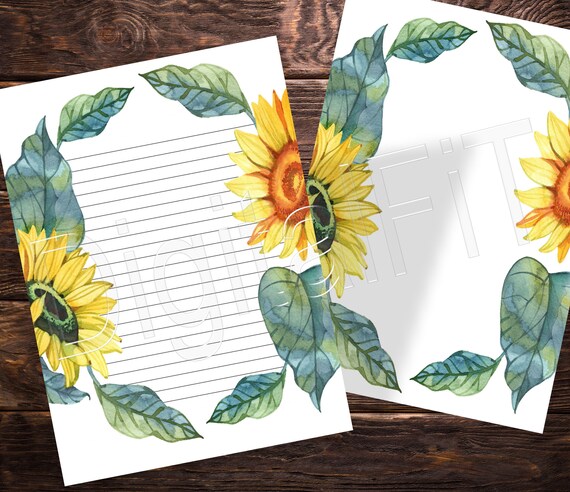 Bright Sunflowers Digital Paper Printable Lined Pages - Etsy