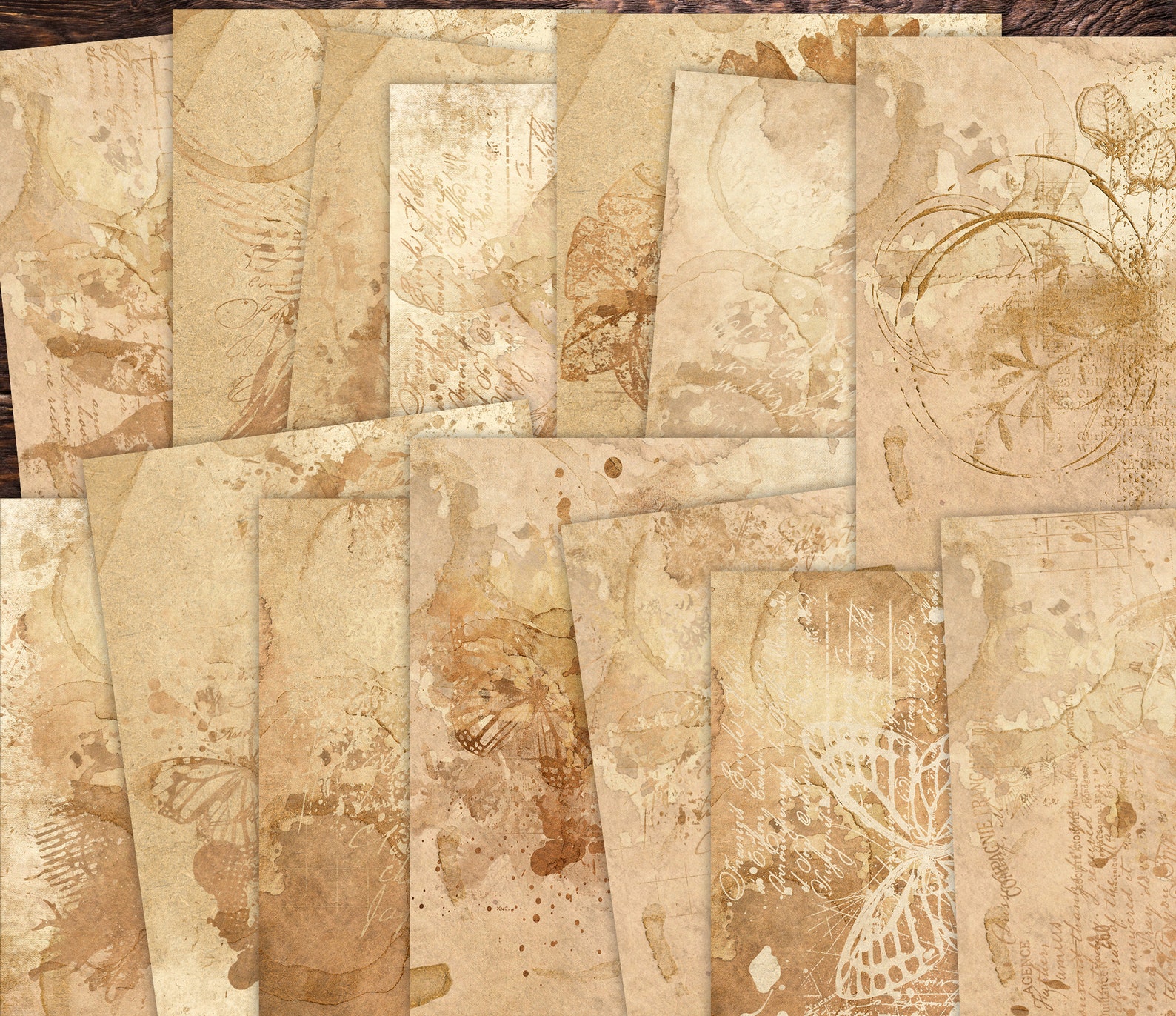 Coffee Stained Paper 14 Digital Coffee Dyed Pages - Etsy