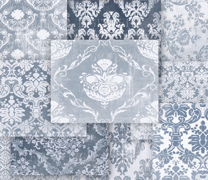 Printable Background Journal Pages Blue Grey Junk Journal - Etsy