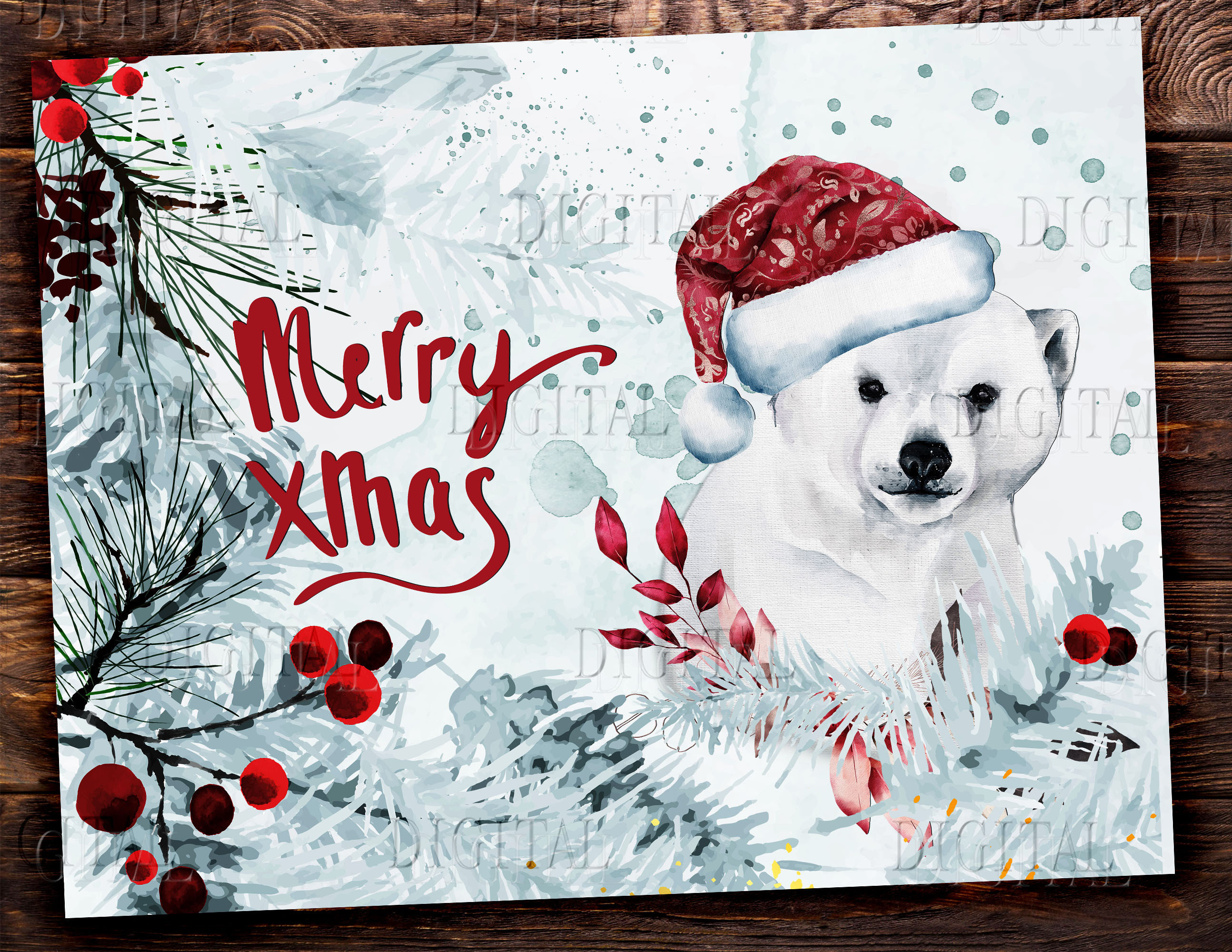 Christmas Watercolor Animals Holiday Digital Art 7 Printable - Etsy