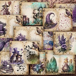 Halloween Junk Journal Pages, Digital Scrapbook Paper Kit, Spooky ...