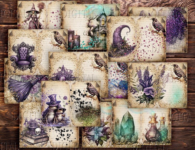 Halloween Digital Scrapbook Paper Kit, Spooky Collage Sheet, PDF - Etsy