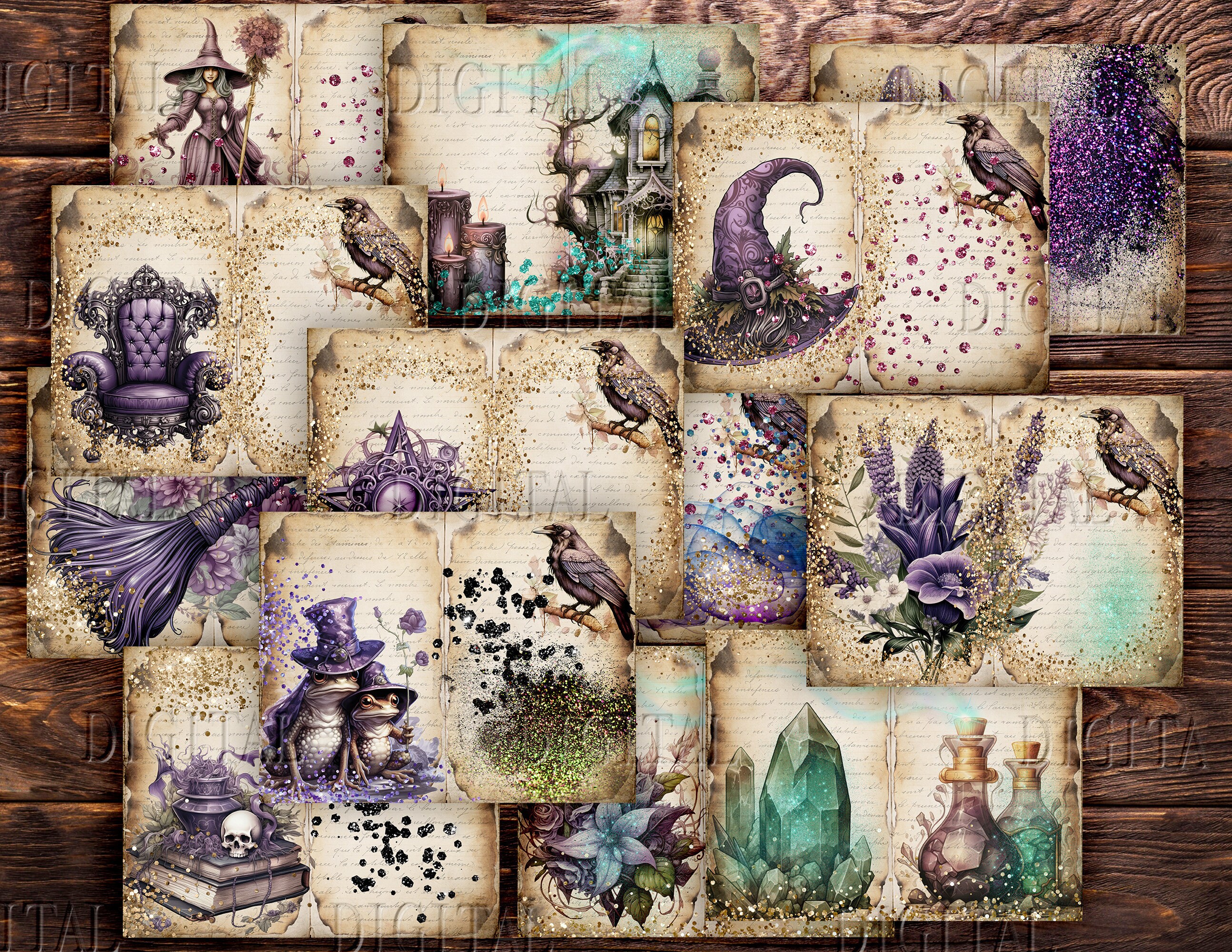 Halloween Digital Scrapbook Paper Kit, Spooky Collage Sheet, PDF - Etsy