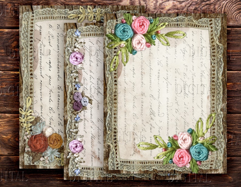 Knitted Flowers and Lace Digital Paper Pack Junk Journal - Etsy