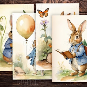 Peter Rabbit, 10 Half Pages, Junk Journal Paper, Beatrix Potter Style ...